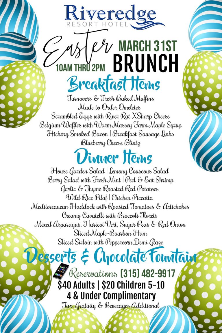 Easter Brunch Menu 2024 | 1000 Islands Hotel Alexandria Bay NY ...